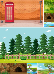 Set scenes in nature setting Royalty Free Vector Image