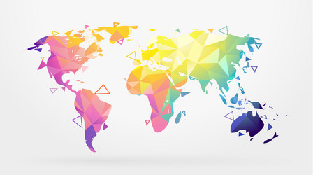 Color world map with names countries Royalty Free Vector