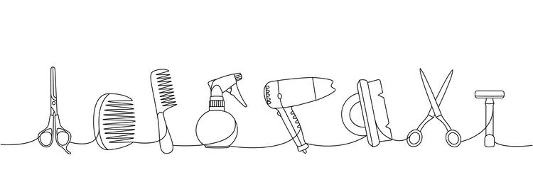 Barber shop tools one line continuous drawing Vector Image