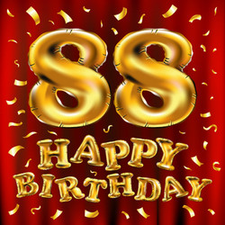 Happy birthday 88th celebration gold balloons Vector Image