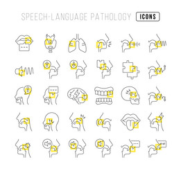 Set of linear icons speech-language pathology Vector Image