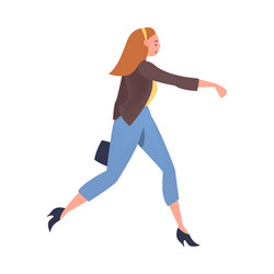 Woman character hurrying running fast feeling Vector Image