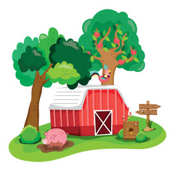 Beautiful farm cartoons Royalty Free Vector Image