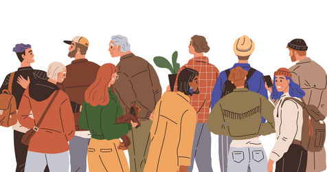 Big queue the queue group chatted animatedly Vector Image