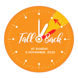 Fall back 2022 6 november set the clock one Vector Image
