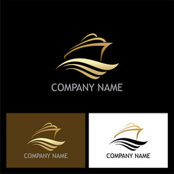 Ship yacht gold logo Royalty Free Vector Image