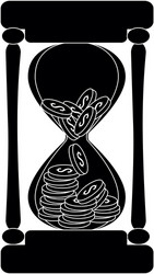 Hourglass with coins icon Royalty Free Vector Image