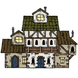 European medieval house village building Vector Image