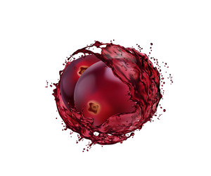 Raspberries in splashing red juice Royalty Free Vector Image