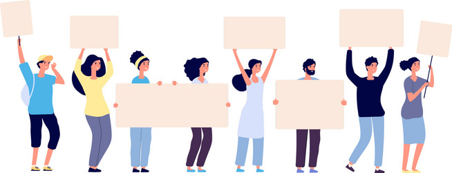 People on protest crowd of activists Royalty Free Vector