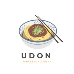 Japanese traditional udon tempura soup Royalty Free Vector