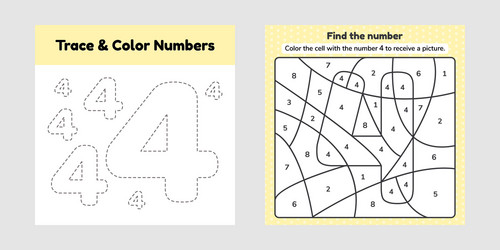 Number 4 Worksheet Vector Images (over 400)