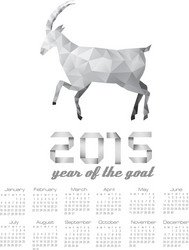Calendar for 2015 year with a goat and zodiac sign