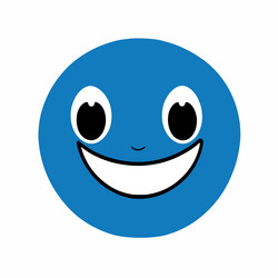 Blue emoji face emoticon icon on white background Vector Image