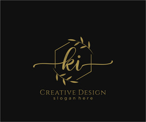 Initial ki beauty monogram and elegant logo design