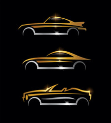 Golden car logo with crown icon Royalty Free Vector Image