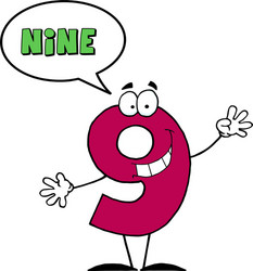 Funny cartoon friendly number 9 nine guy Vector Image