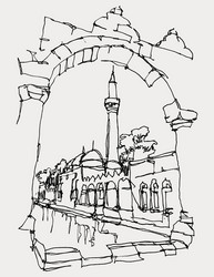Drawing sketch balikligol in sanliurfa Royalty Free Vector