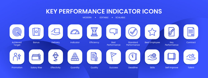 Key performance indicator icon collection Vector Image