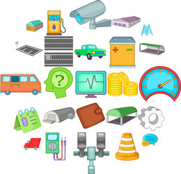 Repository icons set cartoon style Royalty Free Vector Image