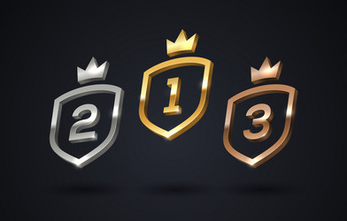 Set of rank emblems - gold silver bronze Vector Image