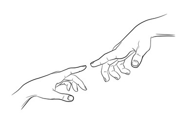 Two hands touching each other sketch Royalty Free Vector