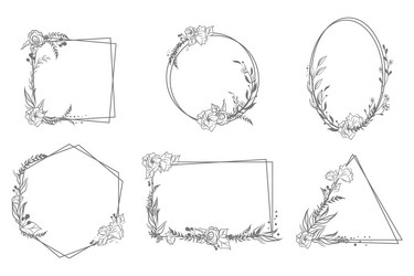 Different hud elements flat frames set Royalty Free Vector