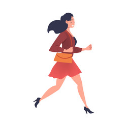 Woman character hurrying running fast feeling Vector Image