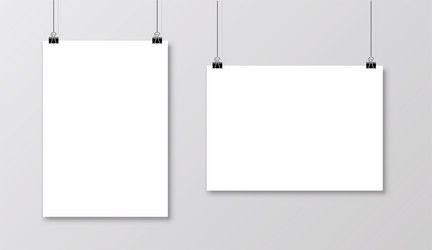 Empty a4 sized paper frame mockup hanging Vector Image
