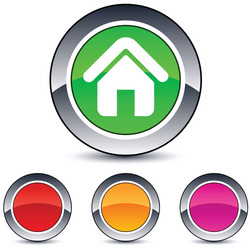 Home button icon metal round Royalty Free Vector Image