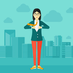 Business woman taking off jacket Royalty Free Vector Image