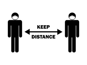 Keep distance stick figure with mask depicting Vector Image