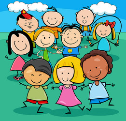 Toddlers and kids cartoon characters group Vector Image