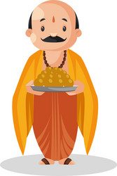Indian pandit cartoon Royalty Free Vector Image