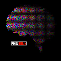 Pixel brain isolated on black background Vector Image