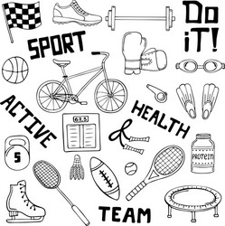 Set sports line art Royalty Free Vector Image - VectorStock