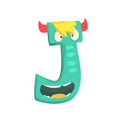 Capital letter j english childish alphabet Vector Image