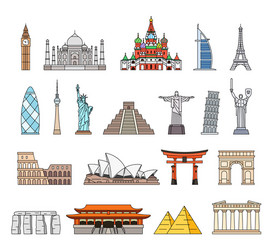 World monuments icons Royalty Free Vector Image