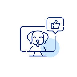 Happy dog with thumbs up notification pixel Vector Image