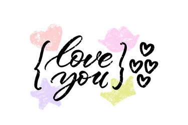 Love you hand written square card romantic Vector Image