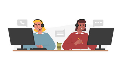 Online support help desk set of pictures Vector Image