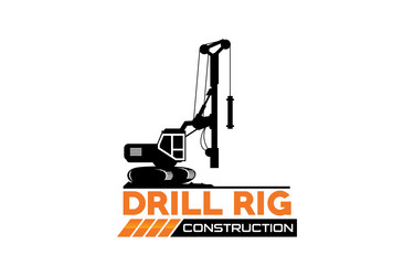 Drill rig logo template heavy equipment Royalty Free Vector