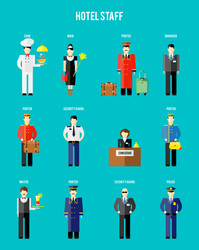 Hotel professions people workers happy Royalty Free Vector