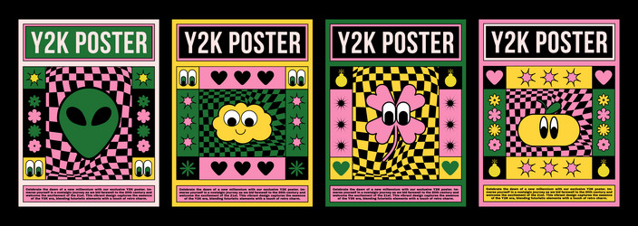 Y2k poster design template Royalty Free Vector Image