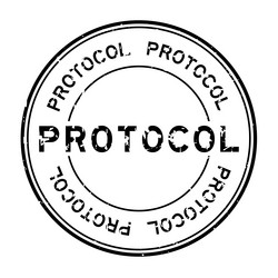 Grunge blue protocol word rubber seal stamp Vector Image