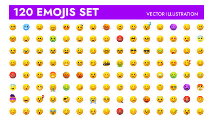 Big yellow triangle emoji set Royalty Free Vector Image