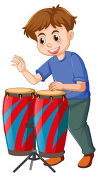 Girl playing conga drums Royalty Free Vector Image