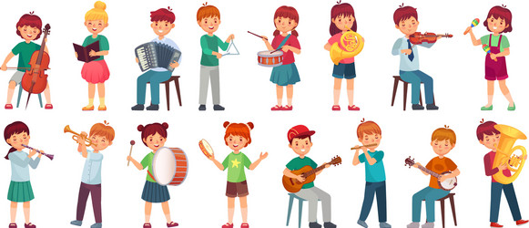 Children orchestra play music musical and gifted Vector Image