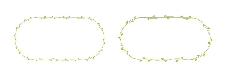 Oval green vine with red flowers frame border Vector Image