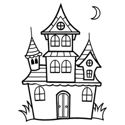 Halloween haunted house coloring page for kids Vector Image